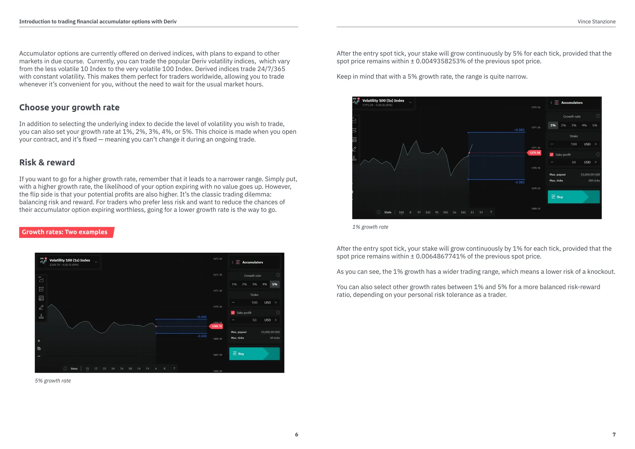 Deriv Accumulator Trading Stratagies by Vince Stanzione | PDF