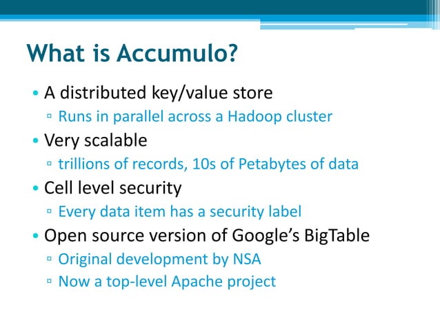 Accumulo A Quick Introduction Pptx Databases Computer Software And Applications