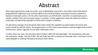 Accumulo Summit 2016: Accumulo Client Failover | PPT