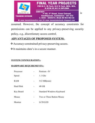 Accuracy constrained privacy-preserving access control mechanism for relational data | PDF