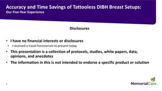 Accuracy and Time Savings of Tattooless DIBH Breast Setups Our Five ...