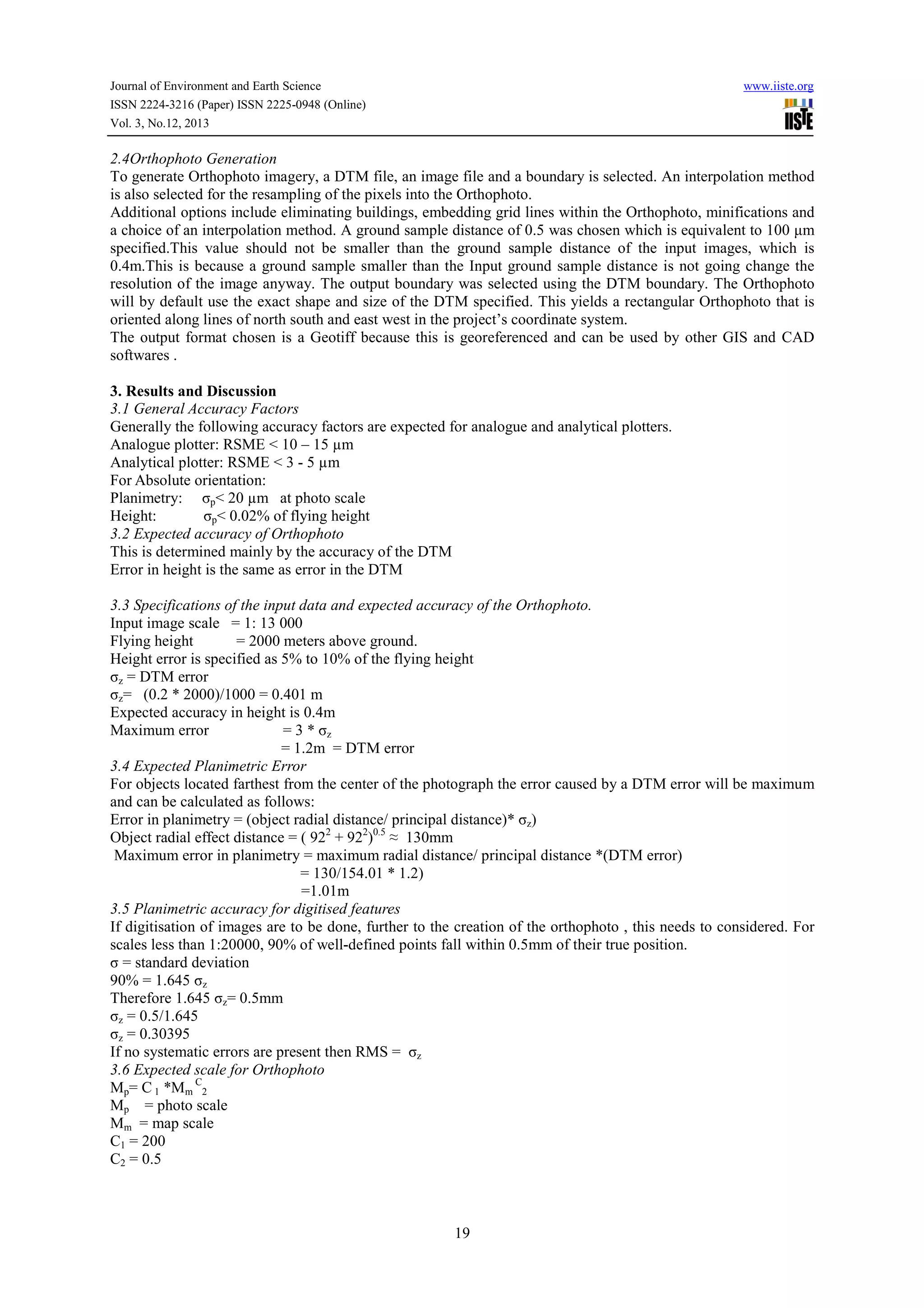 Accuracy checks in the production of orthophotos | PDF