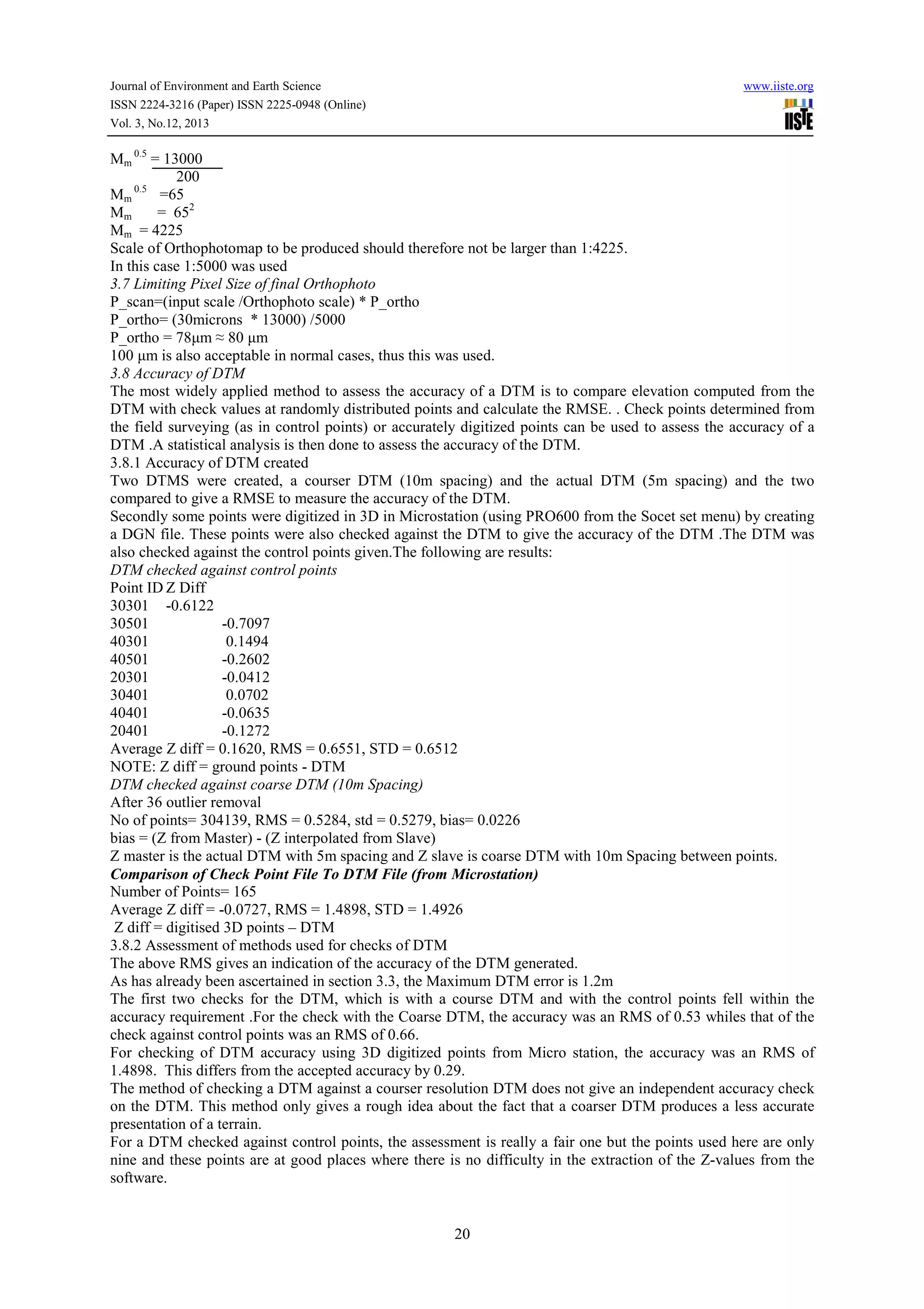 Accuracy checks in the production of orthophotos | PDF