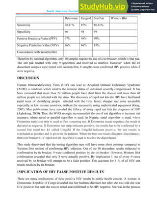 ACCURACY EVALUATION OF HIV RAPID TESTS RESOLVED BY TIE-BREAKER A CASE ...