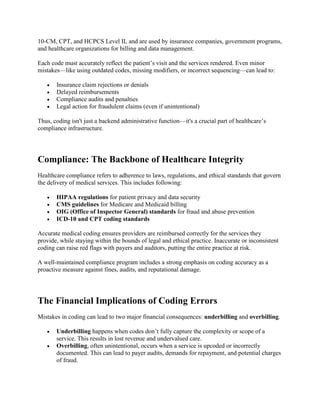 Accuracy Matters: The Role of Medical Coding Services in Healthcare Compliance | PDF