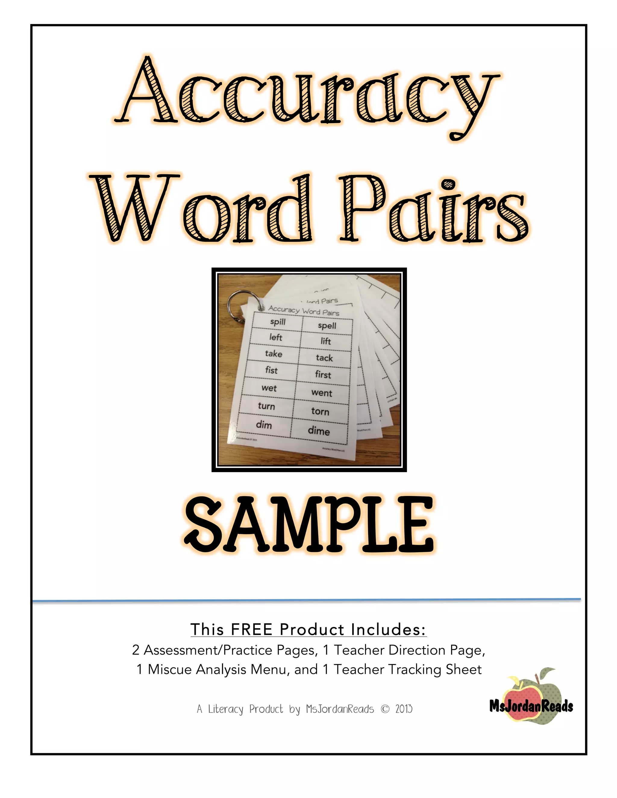 Accuracy wordpairssample packetforassessmentpractice | PDF