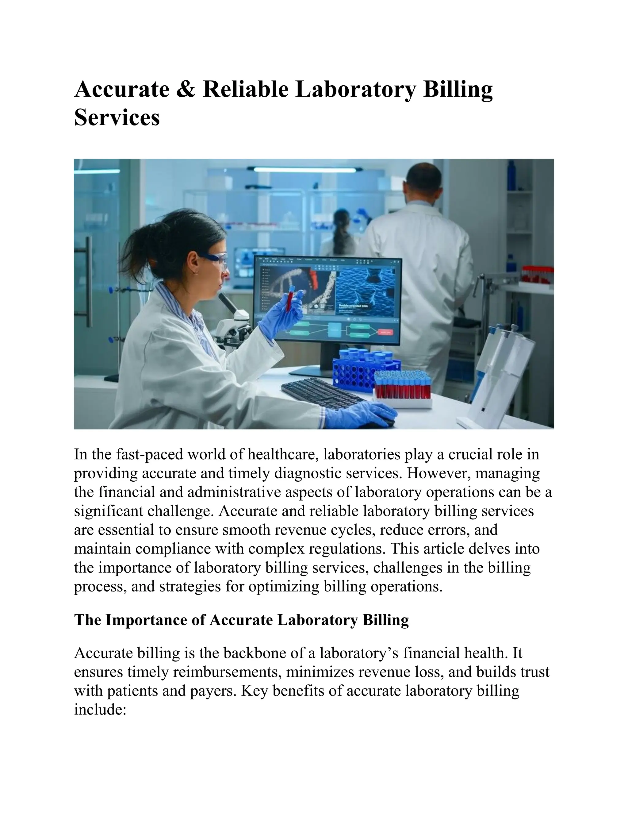 Accurate & Reliable Laboratory Billing Services | PDF