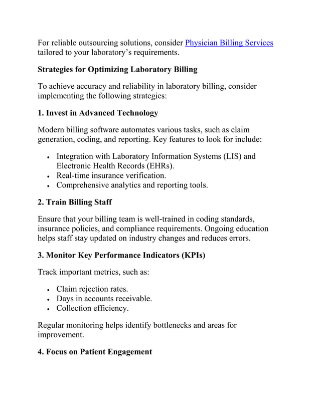 Accurate & Reliable Laboratory Billing Services | PDF