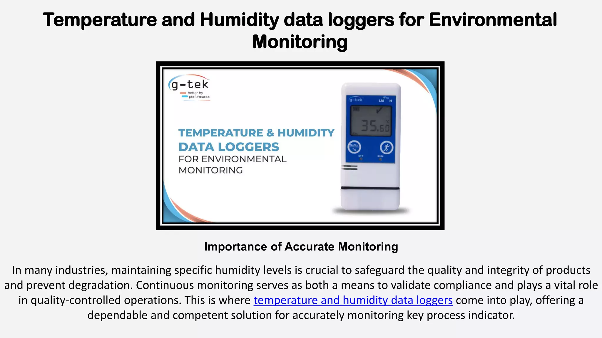 Accurate Temperature Monitoring With G Tek Data Loggers Pptx
