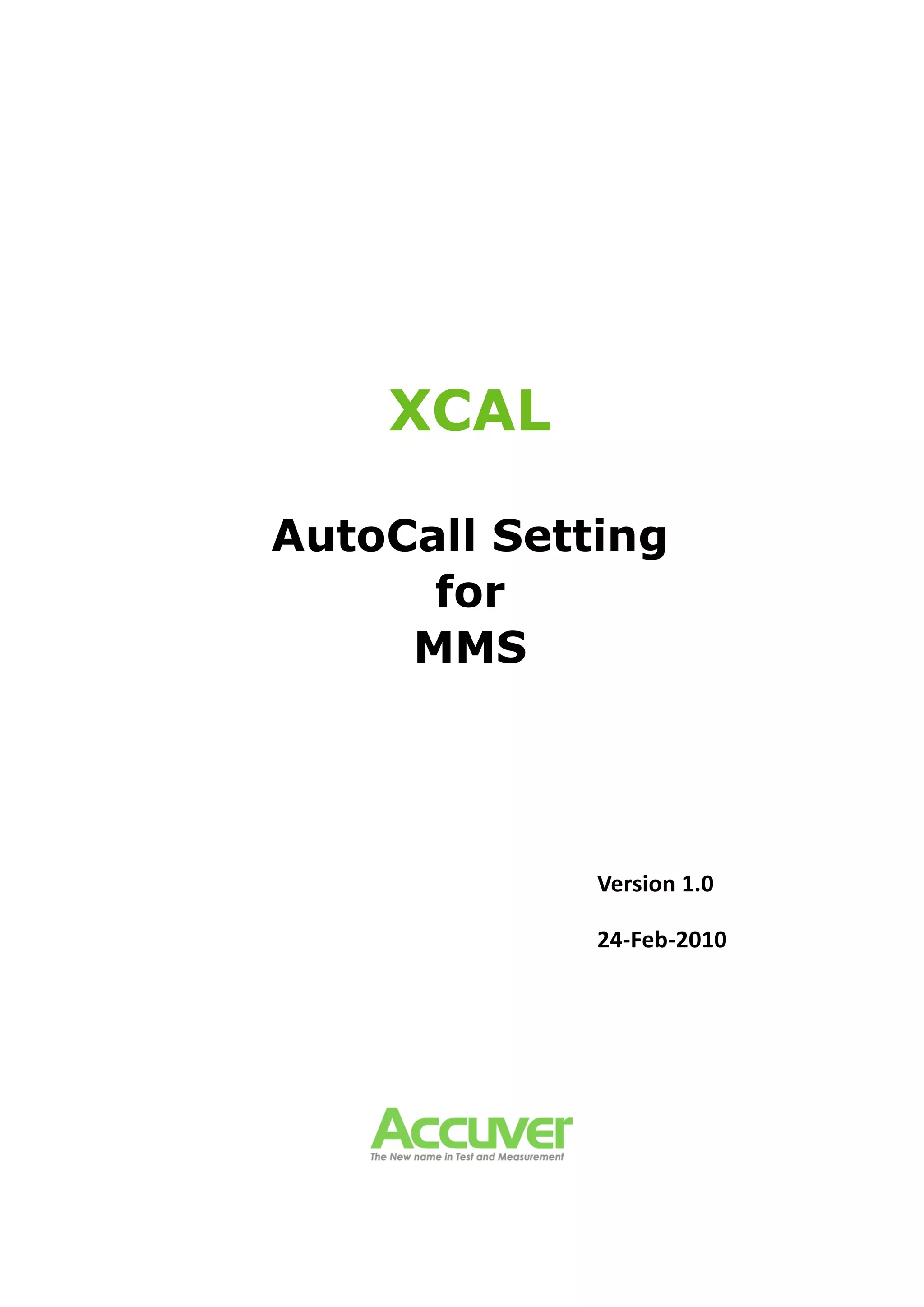 Accuver xcal auto_callsettingformms_v1.0 | PDF