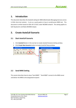 Accuver xcal auto_callsettingformms_v1.0 | PDF