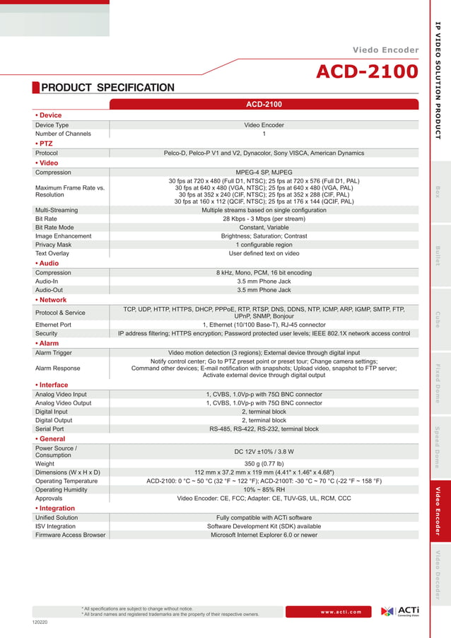 Acd 2100 ds-120220 | PDF