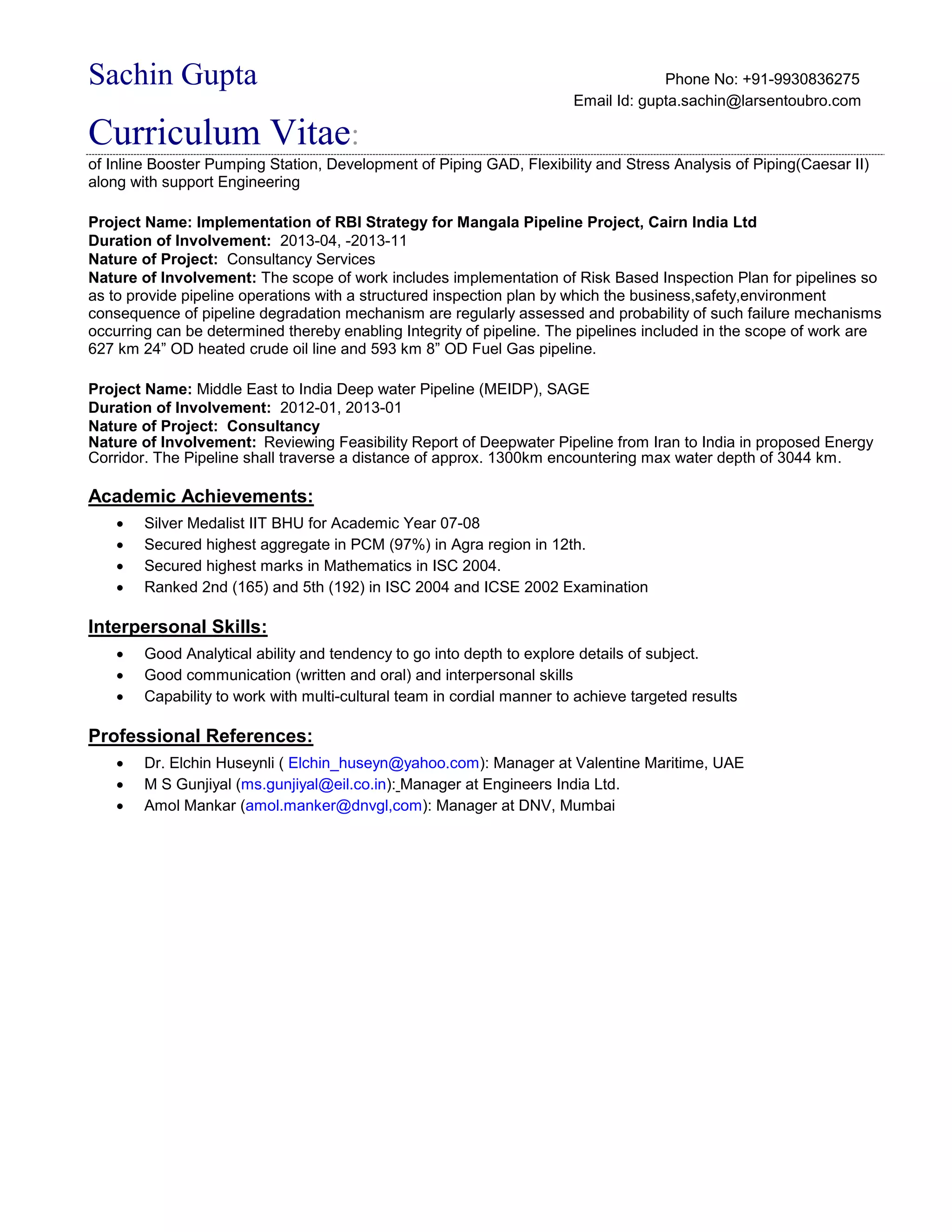 CV of Sachin Gupta | PDF