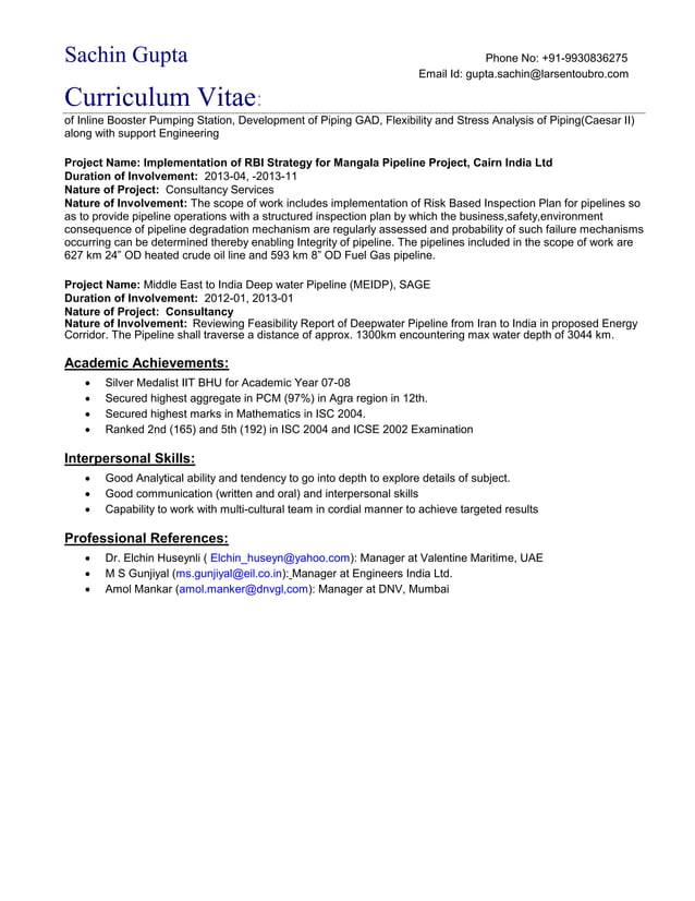CV of Sachin Gupta | PDF