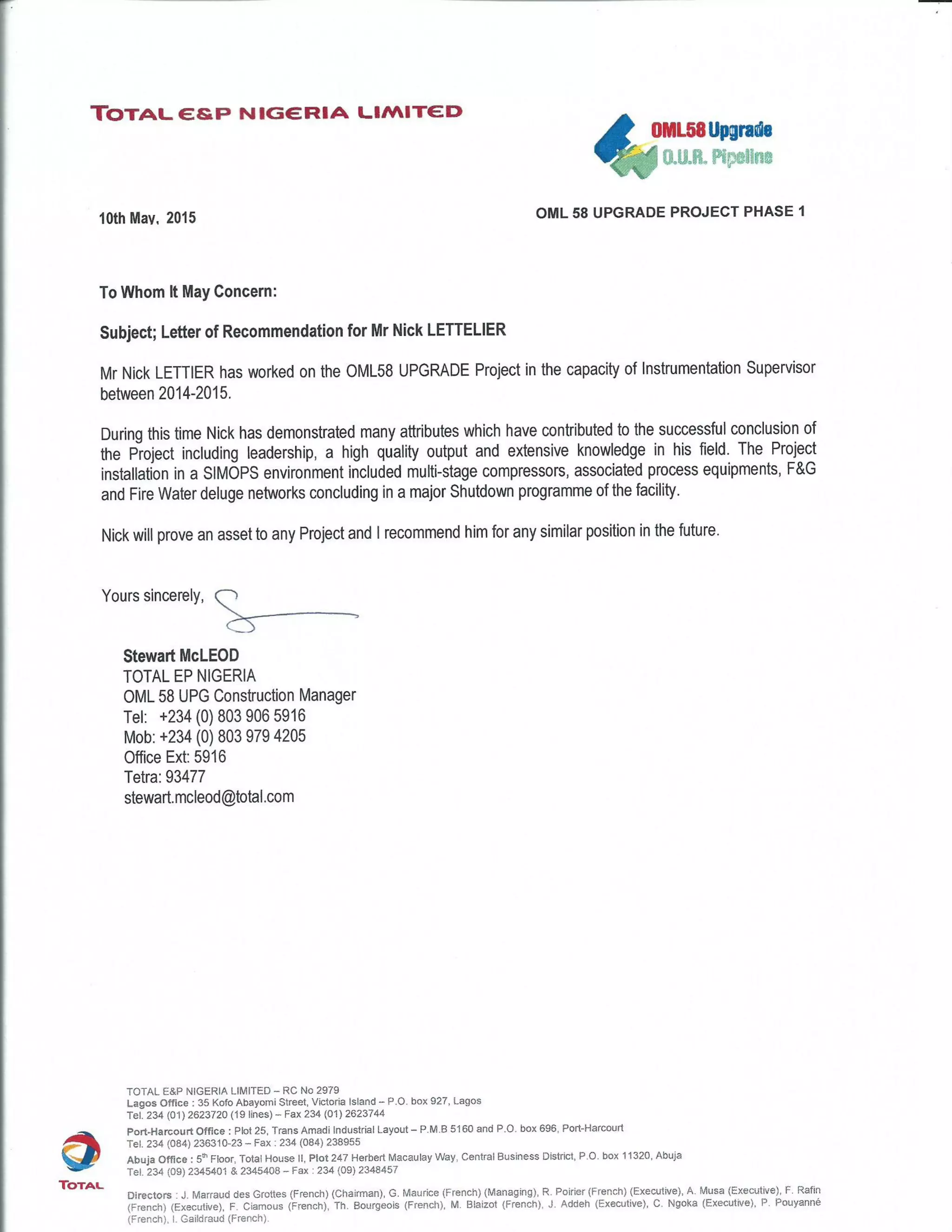 Total OML-58 Letter of Recommendation 3 | PDF