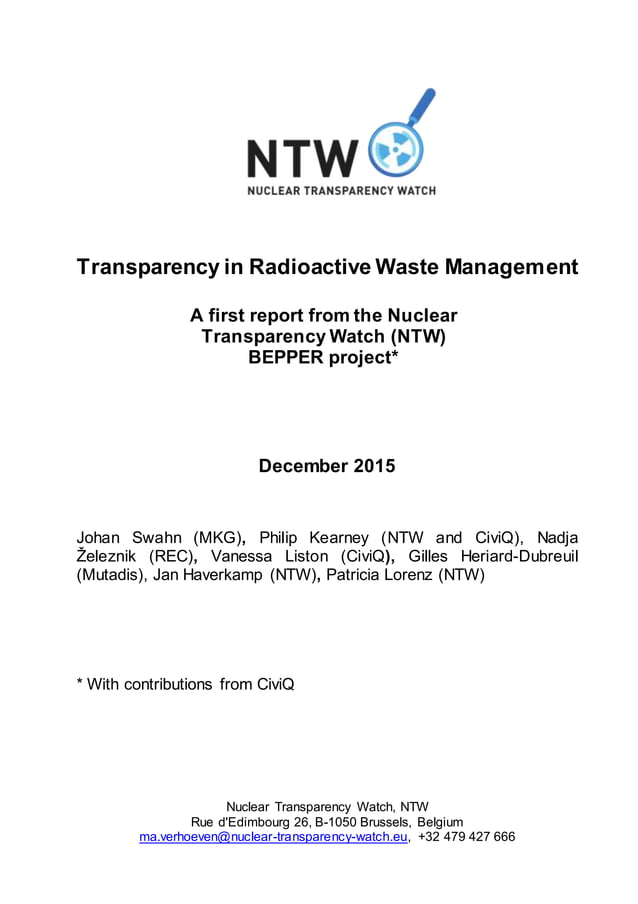 NTW report Transparency in Radioactive Waste Management - A first ...