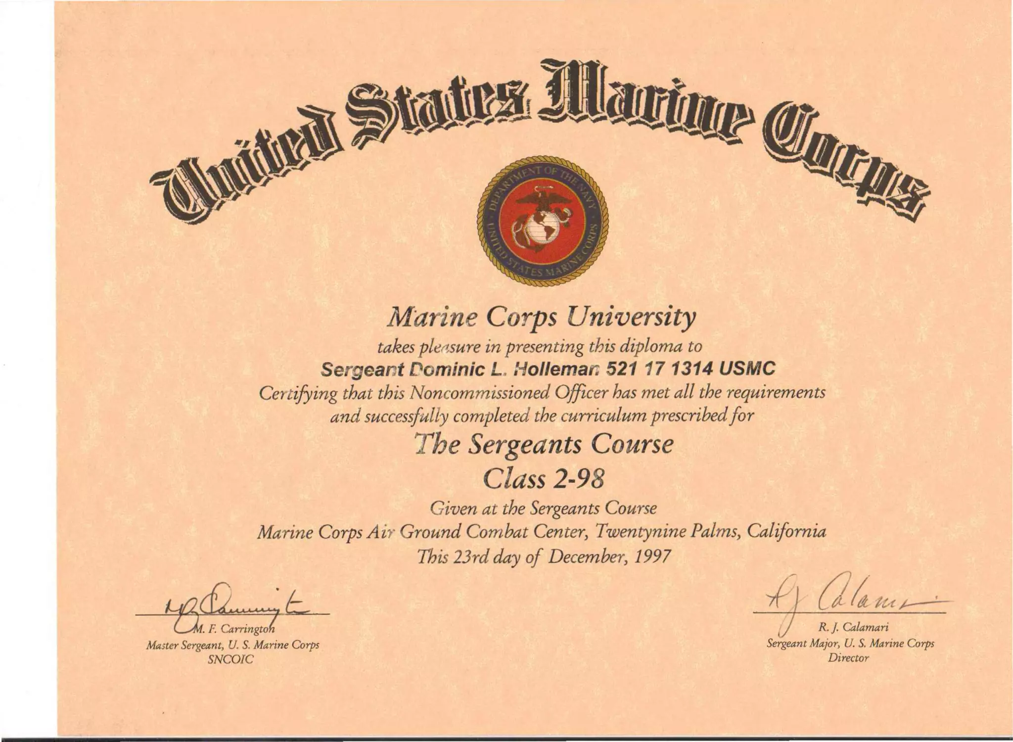 Sergeants Leadership Certificate | PDF