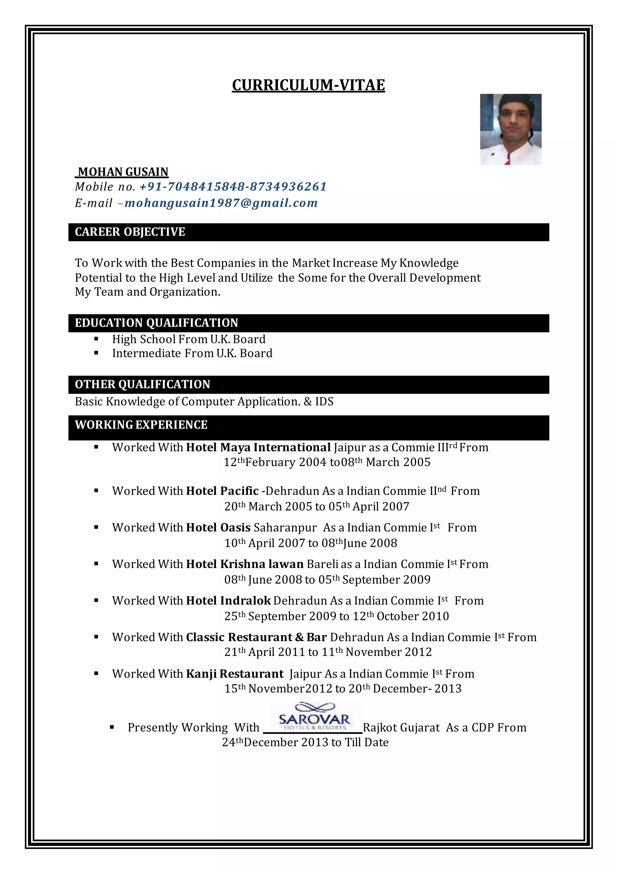 mohan gusain cv | PDF