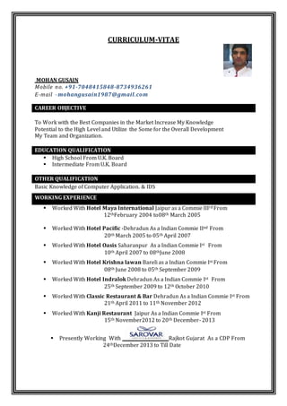 mohan gusain cv | PDF