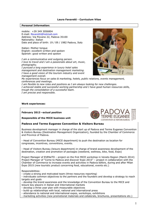 CV Laura Favaretti - inglese | PDF