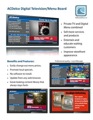 Ac delco digital tv menu program | PDF