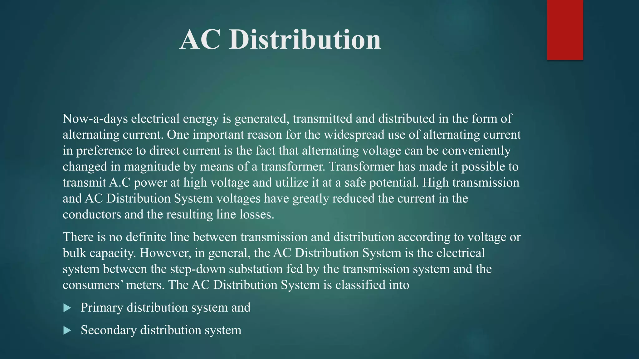 Ac distribution system | PPTX