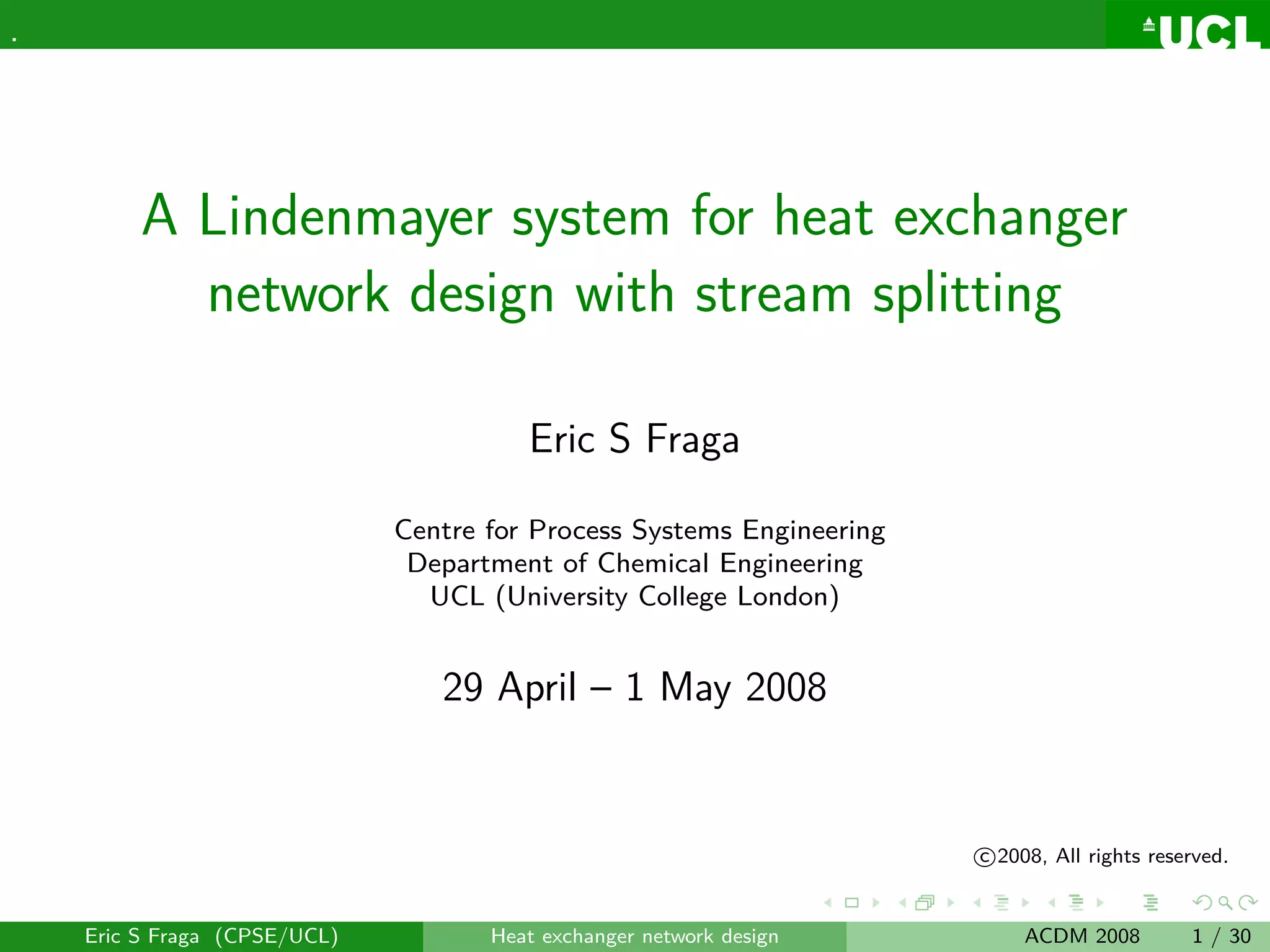 A Lindenmayer system for heat exchanger network design with stream splitting | PDF | Genetics ...
