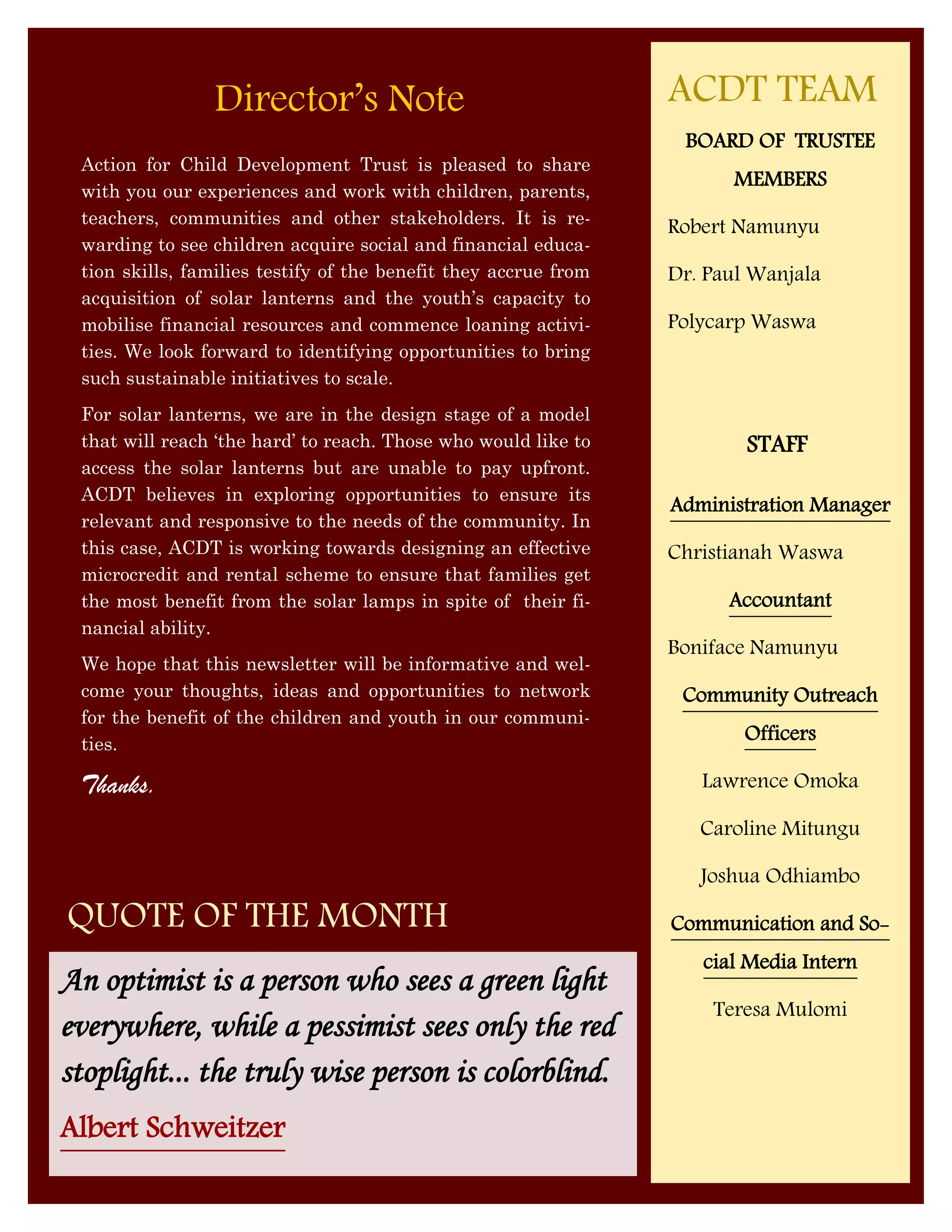 Acdt newsletter | PDF