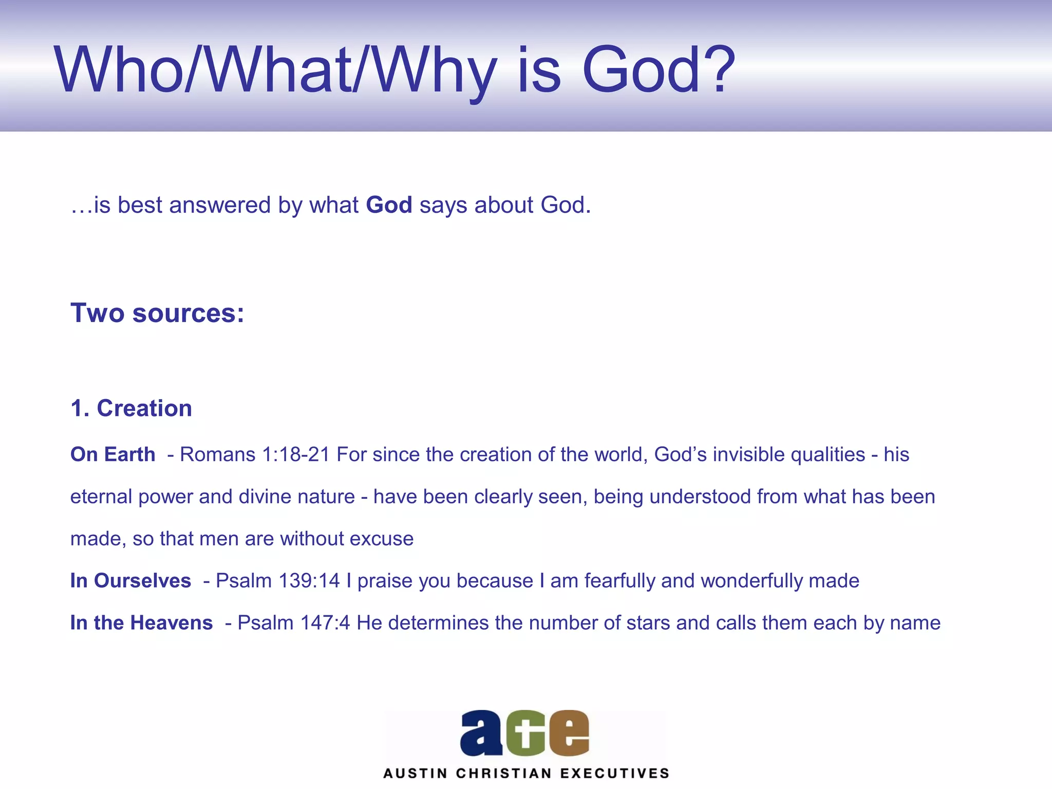 ACE 2016: God's Divine Nature | PPT