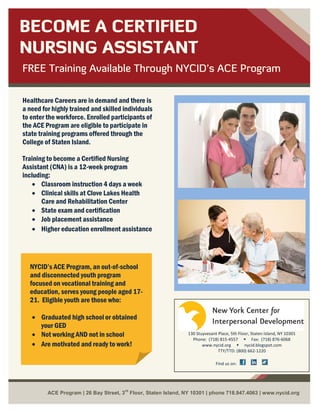 ACE Program CNA Recruitment Flyer | PDF