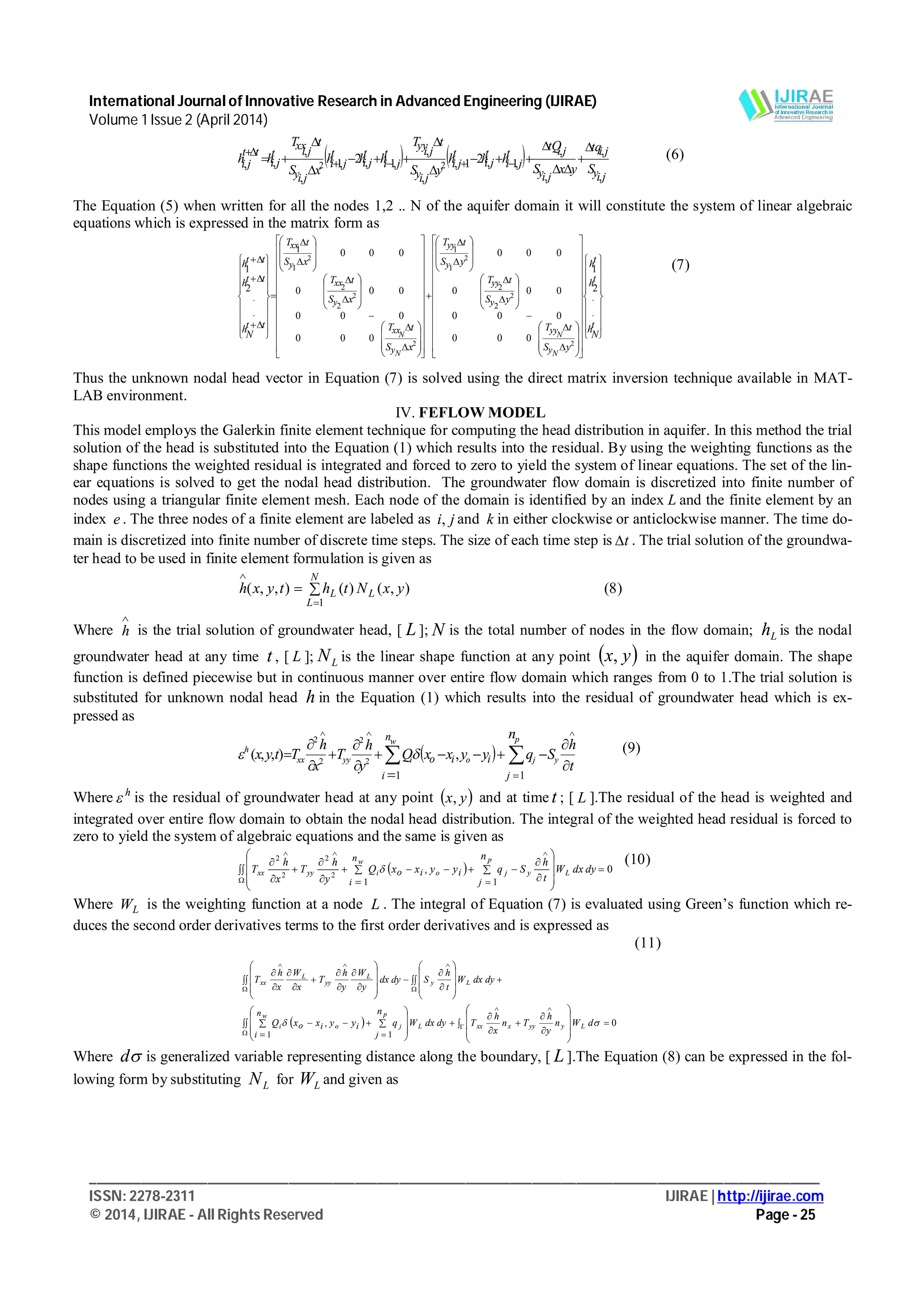 Comparison of Explicit Finite Difference Model and Galerkin Finite Element Model for Simulation ...