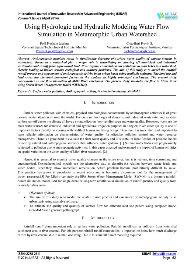 Using Hydrologic and Hydraulic Modeling Water Flow Simulation in ...