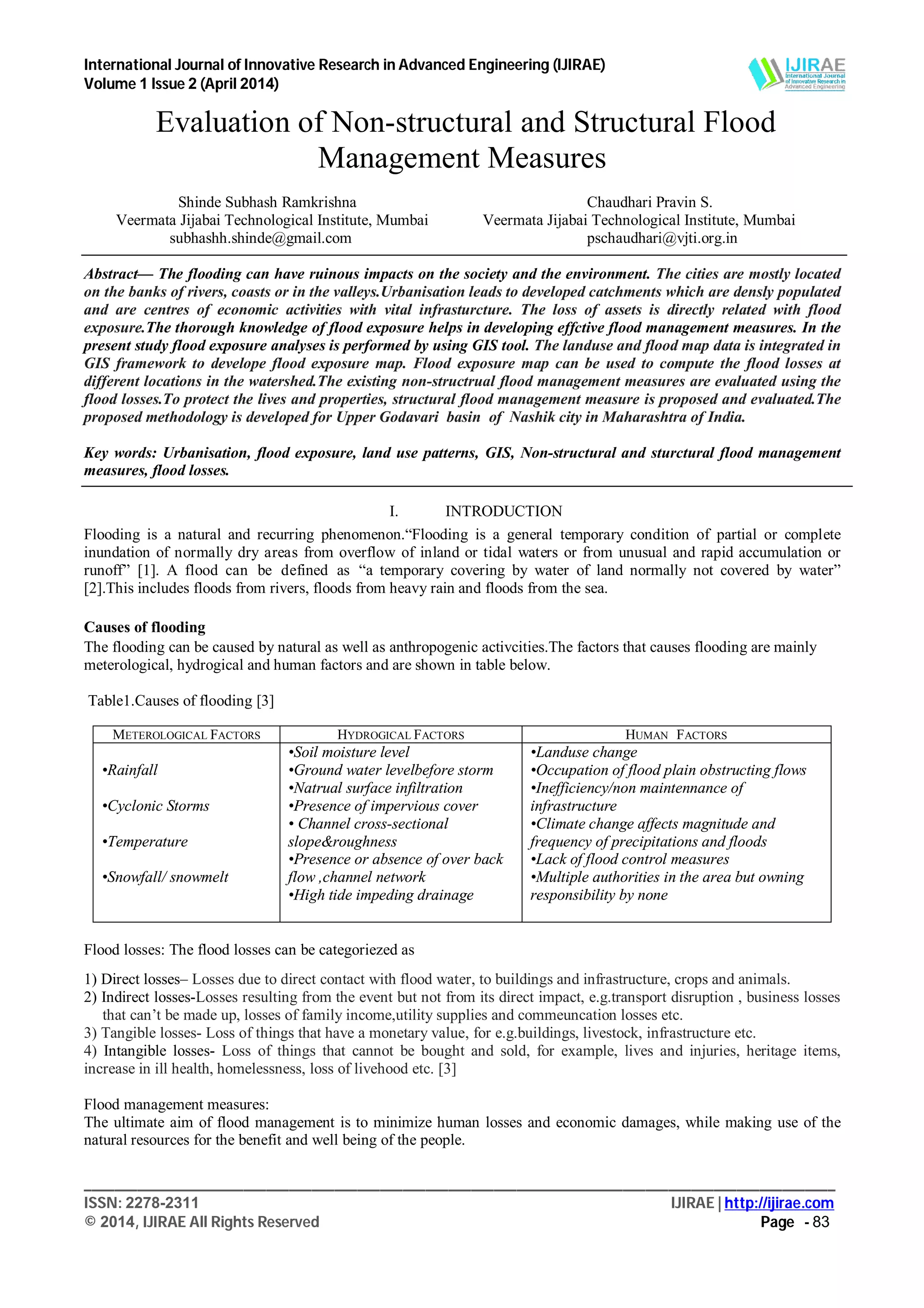 Evaluation of Non-structural and Structural Flood Management Measures | PDF