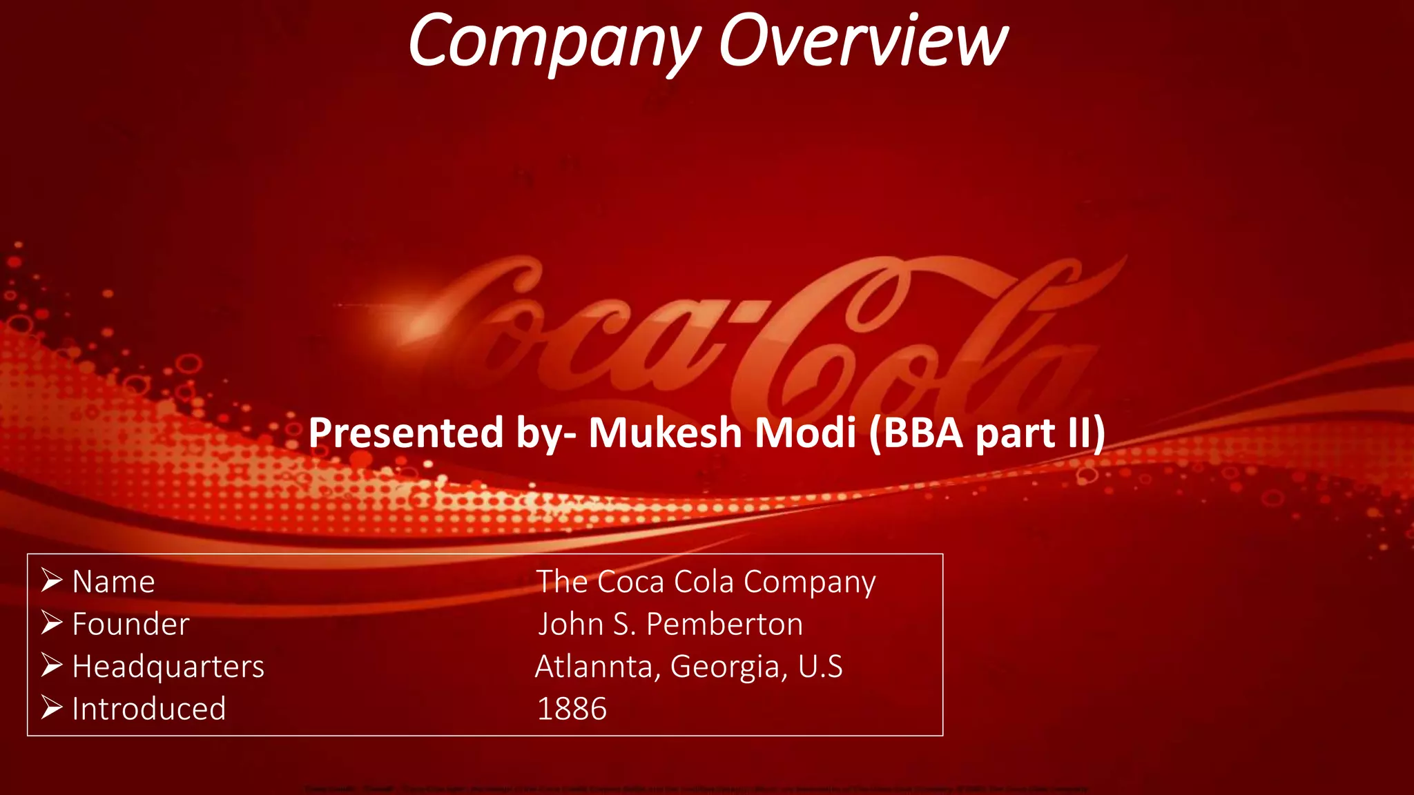 The COCA-COLA Company (Case Study) | PPTX
