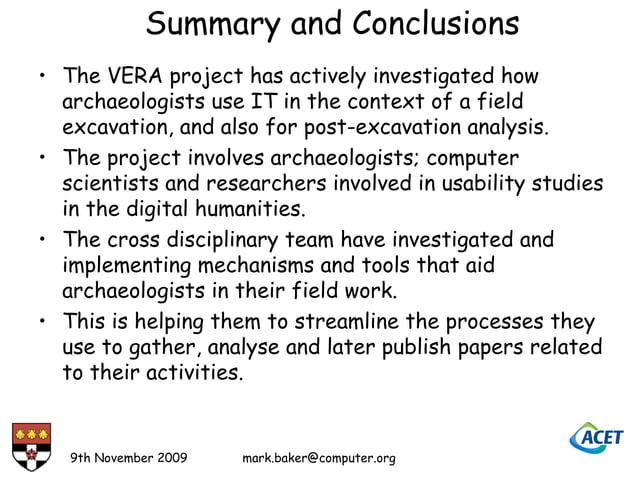 Virtual Environments for Research in Archaeology (Mark Baker) | PPT