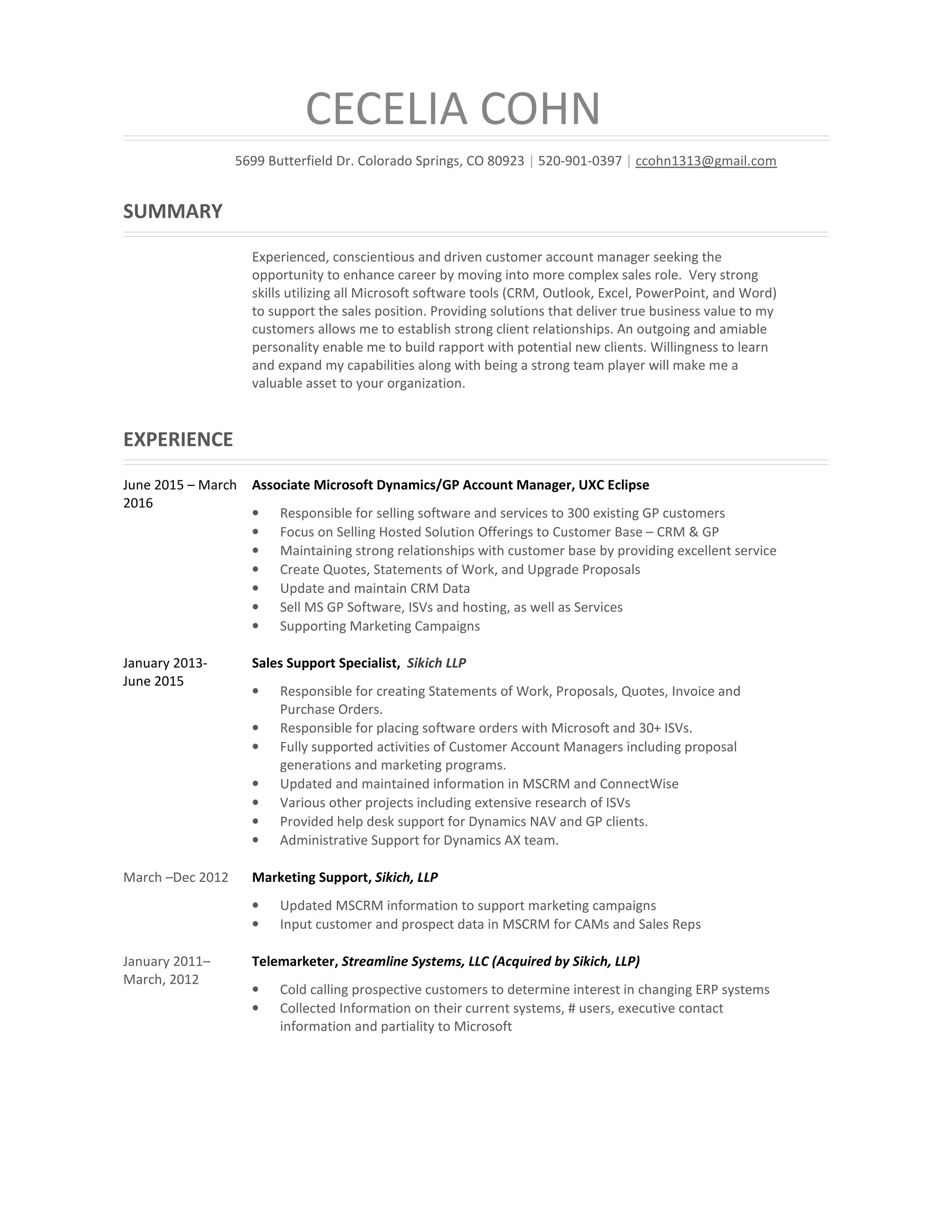 Cecelia Cohn Resume | PDF