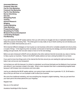 MLSP Weekly Webinar | PDF