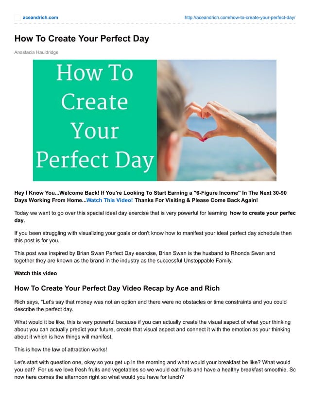 How To Create Your Perfect Day | PDF