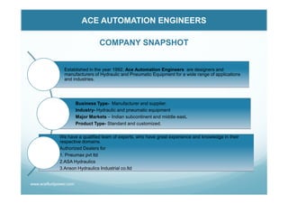 Ace Automation Engineers - Hydraulic Pneumatic systems | PPT