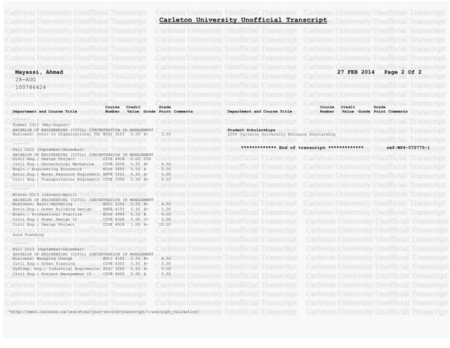 Ahmad Mayassi unofficial transcript | PPT