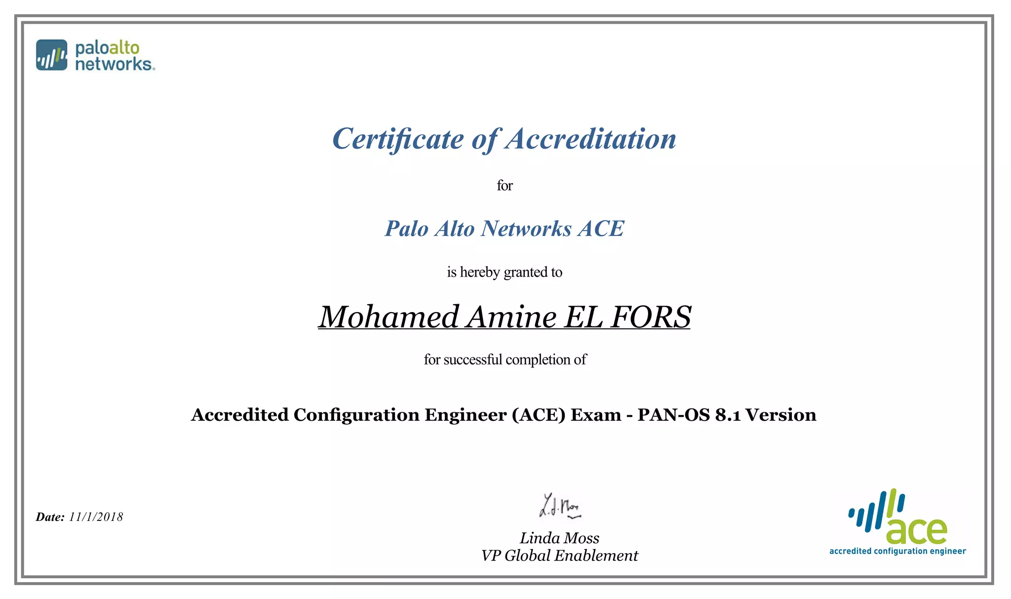 ACE certificate | PDF