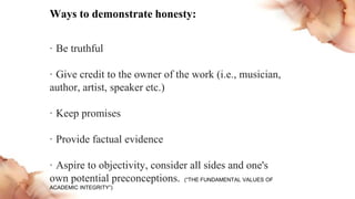 presentation on Acedemic Honesty in the research | PPT