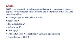 Acedemic search engines.pptx | Search | Internet