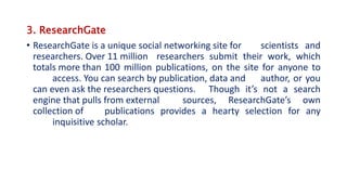 Acedemic search engines.pptx | Search | Internet