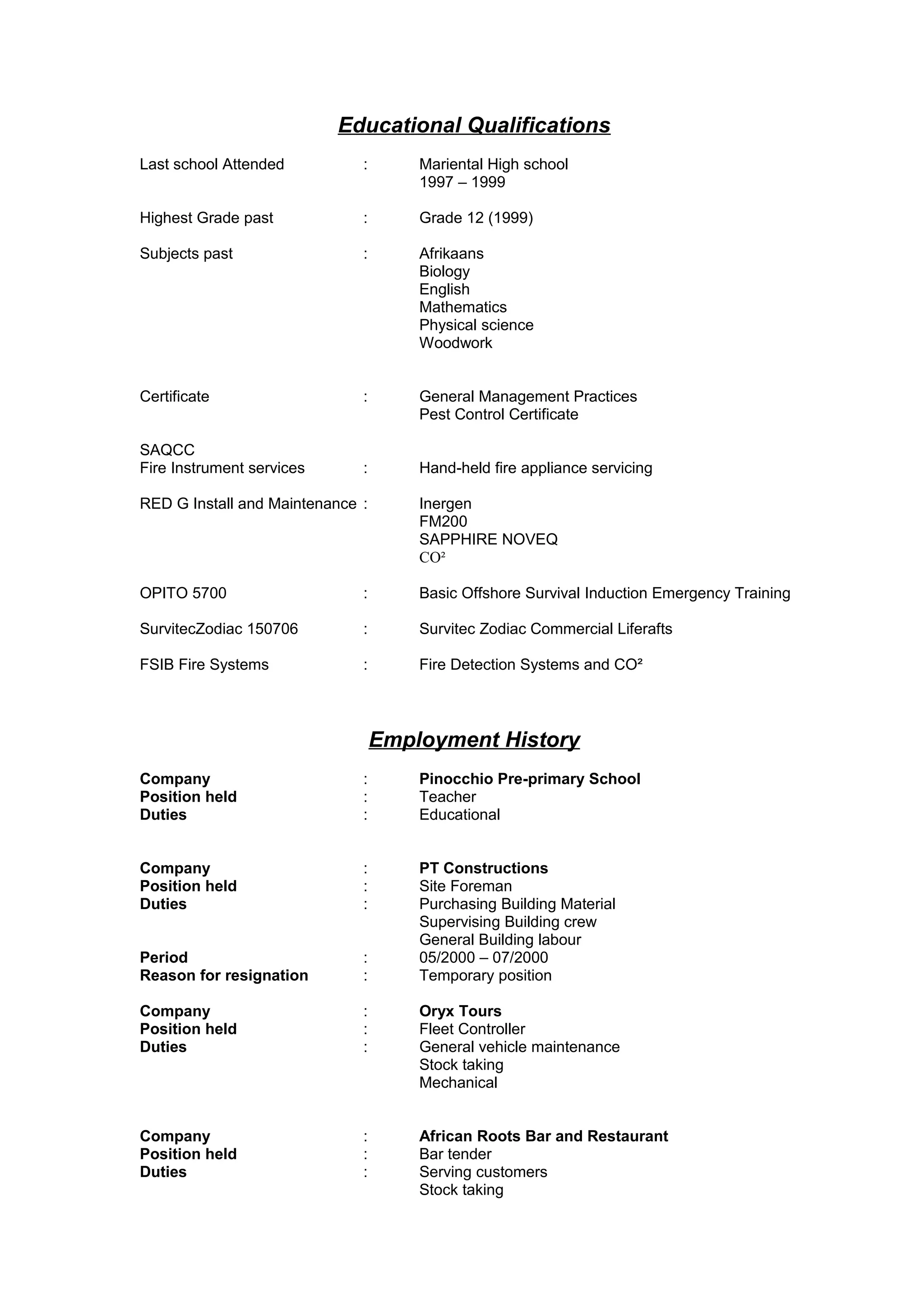 CV W H Boshoff | PDF