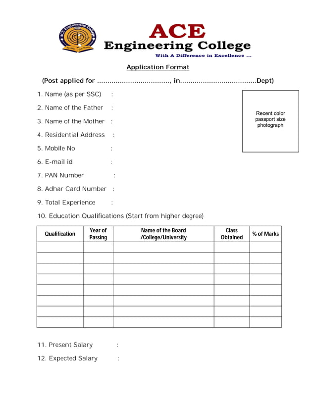 Ace form | PDF | Careers