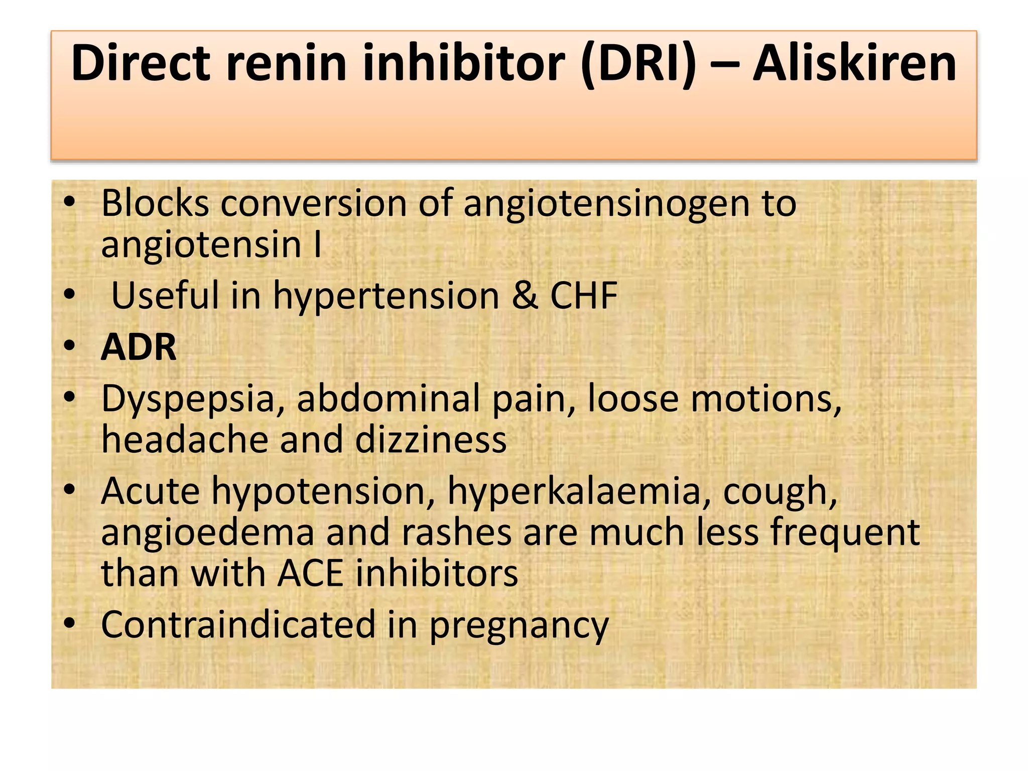 Drugs affecting on renin angiotensin system | PPTX