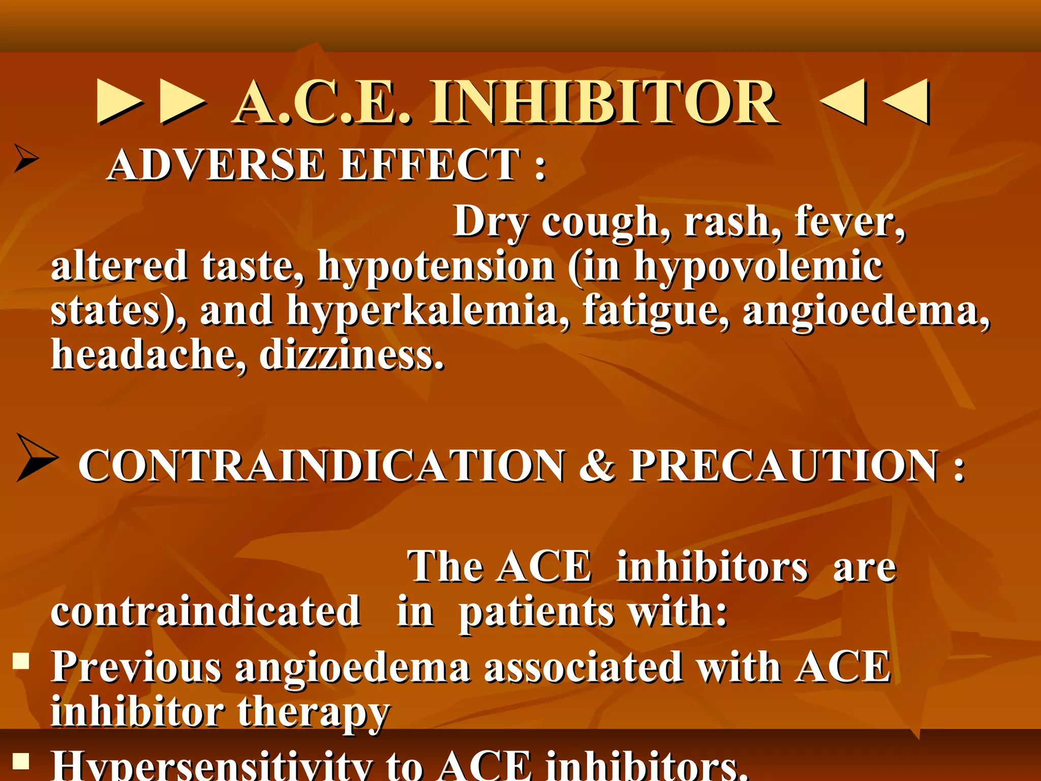 ACE inhibitors drugs | PPT