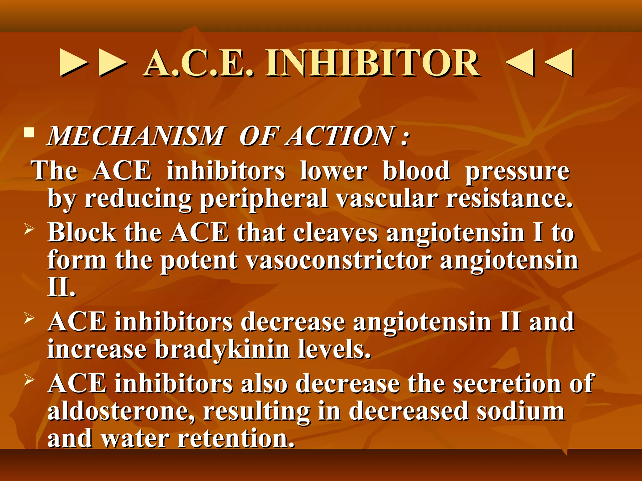 ACE inhibitors drugs | PPT