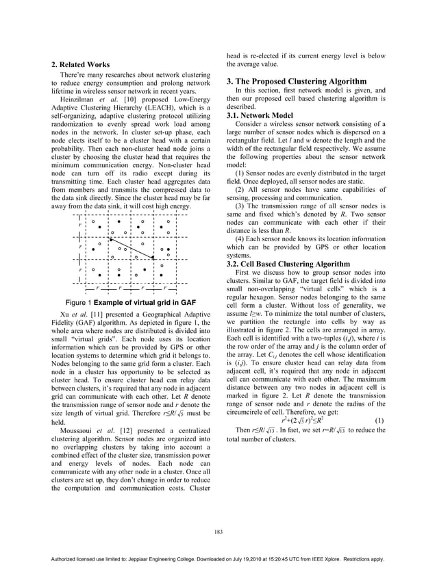A cell based clustering algorithm in large wireless sensor networks | PDF